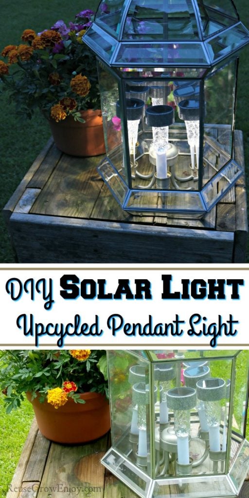 DIY Solar Light Patio Lamp From Upcycled Pendant Light - Reuse Grow Enjoy