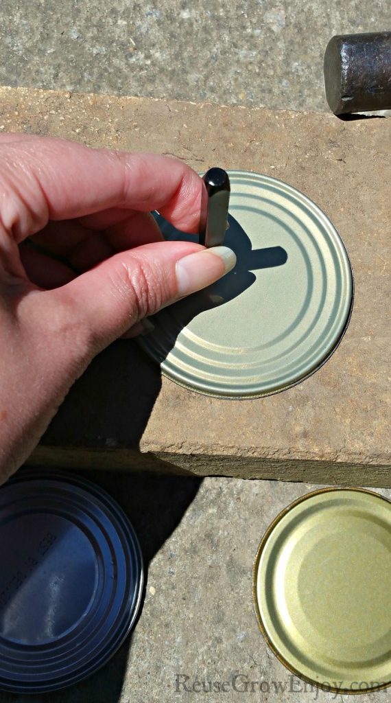 Upcycled Hand Stamped Can Top Garden Markers - Reuse Grow Enjoy
